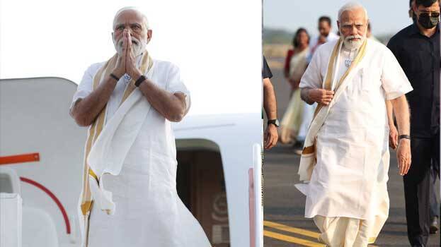 പ്രധാനമന്ത്രി കൊച്ചിയിലെത്തി, കേരളീയ വേഷം; റോഡ് ഷോ അൽപ്പസമയത്തിനകം ...